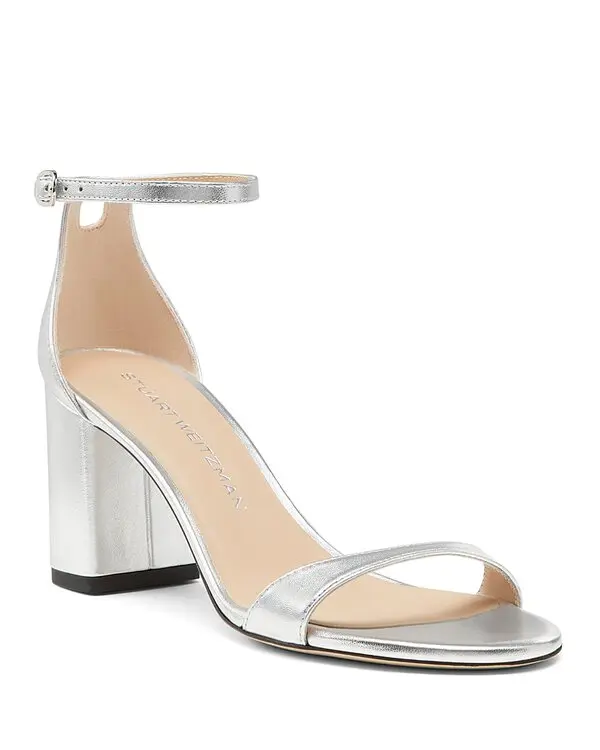 STUART WEITZMAN Nudist Block 75 Sandals - Silver