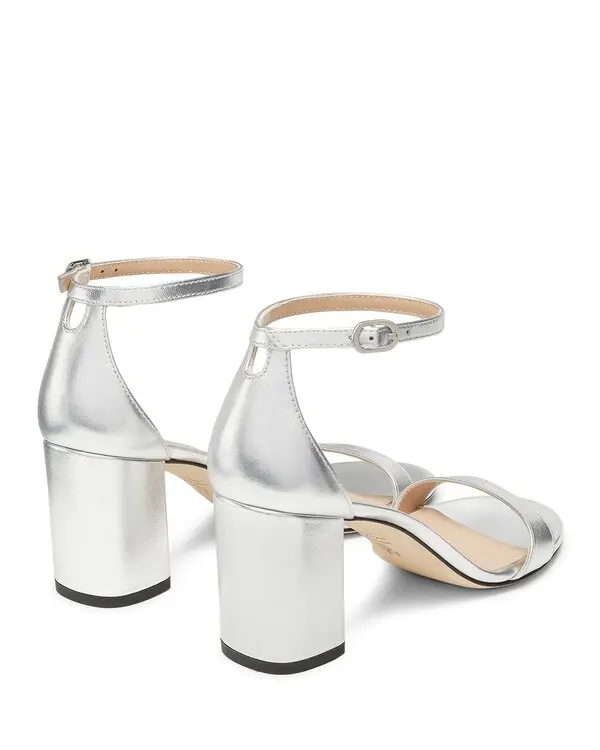 STUART WEITZMAN Nudist Block 75 Sandals - Silver