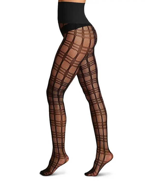 Commando Plaid Net Tights - Black
