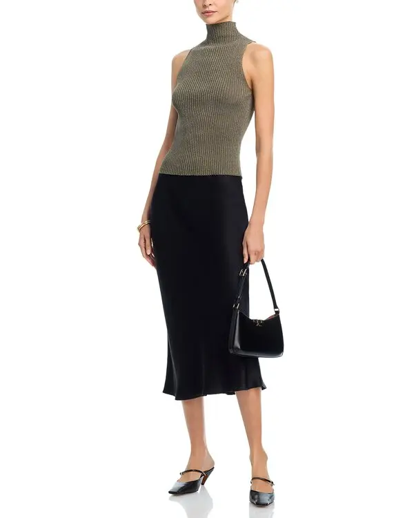 LESET Blake Ribbed Sleeveless Turtleneck Top