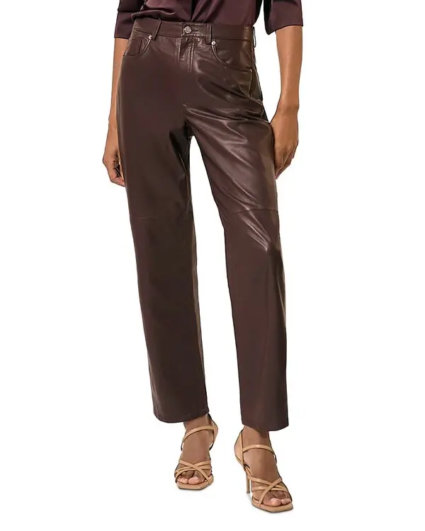 REISS Slim Leg Leather Trousers