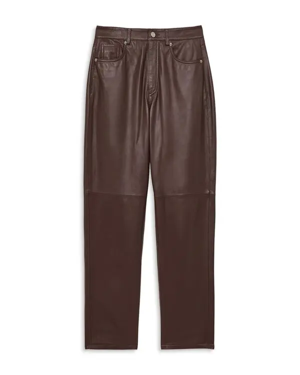 REISS Slim Leg Leather Trousers
