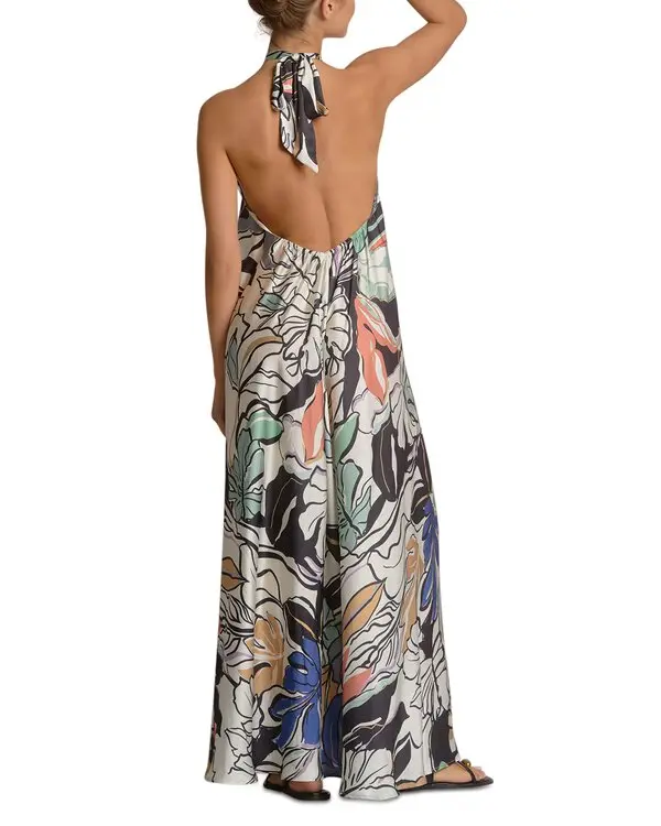 Elan Printed Ring Halter Maxi Dress
