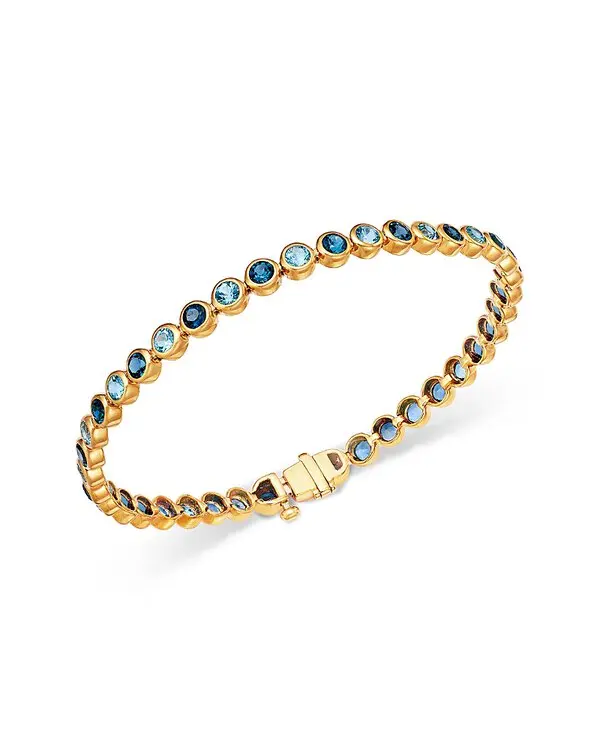 Bloomingdale'S London Blue Topaz And Blue Topaz Bezel Set Tennis Bracelet - Blue/gold