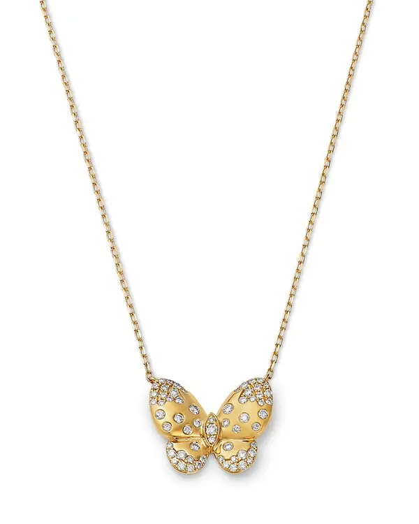 Bloomingdale'S Diamond Butterfly Pendant Necklace - Gold