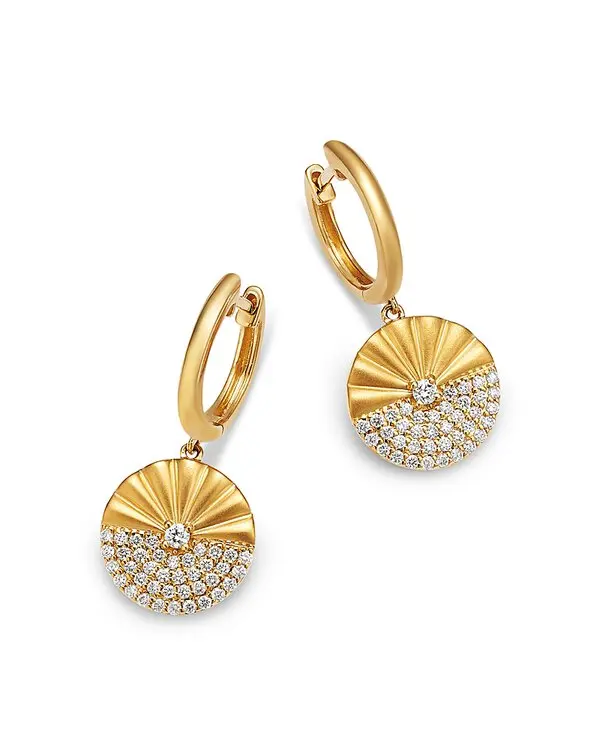 Bloomingdale'S Diamond And 14k Yellow Circle Drop Earrings - Gold