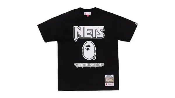 A BATHING APE X Mitchell & Ness Nba New Jersey Nets Tee Shirt - Black