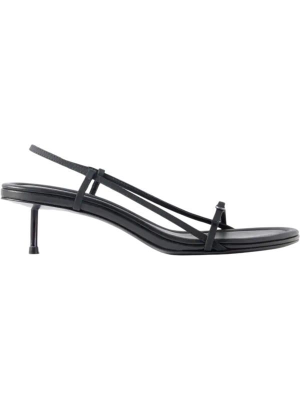 ST. AGNI Petite Belt Leather Slingback Sandals - Black