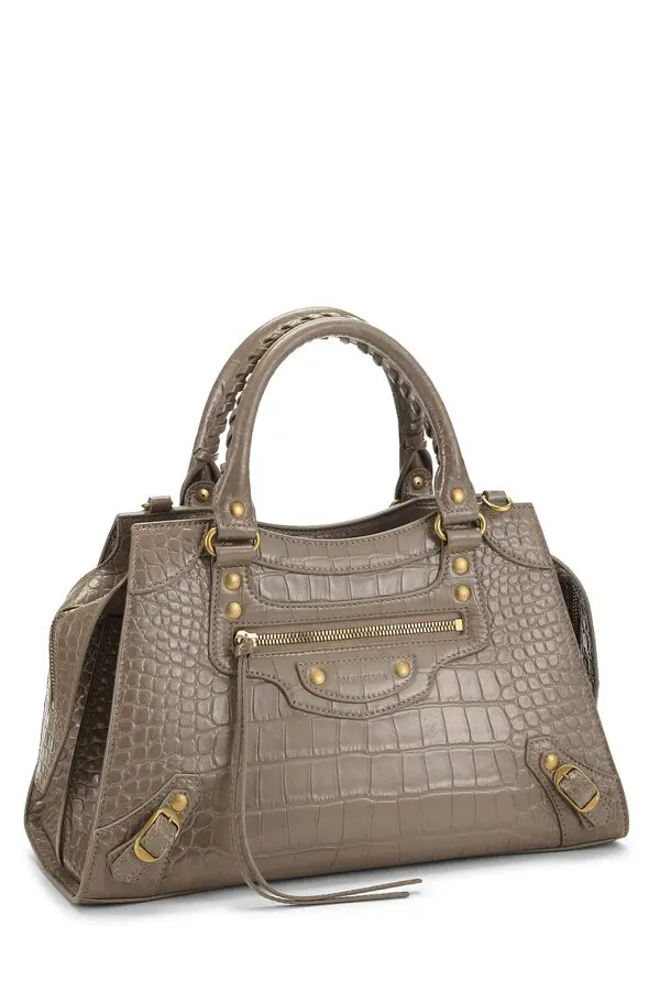 Balenciaga Embossed Neo Classic Shoulder Bag - Grey