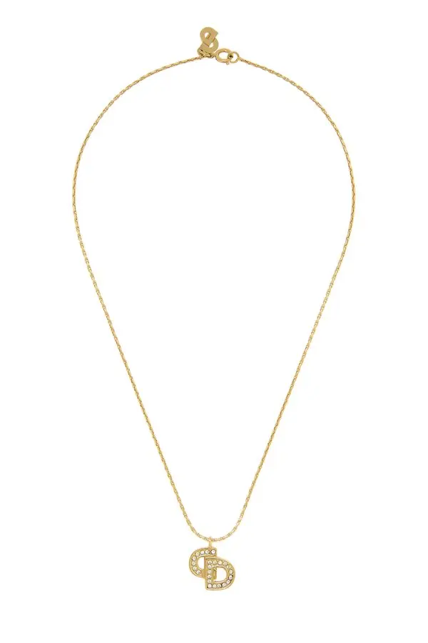 Dior Crystal Cd Logo Necklace - Gold