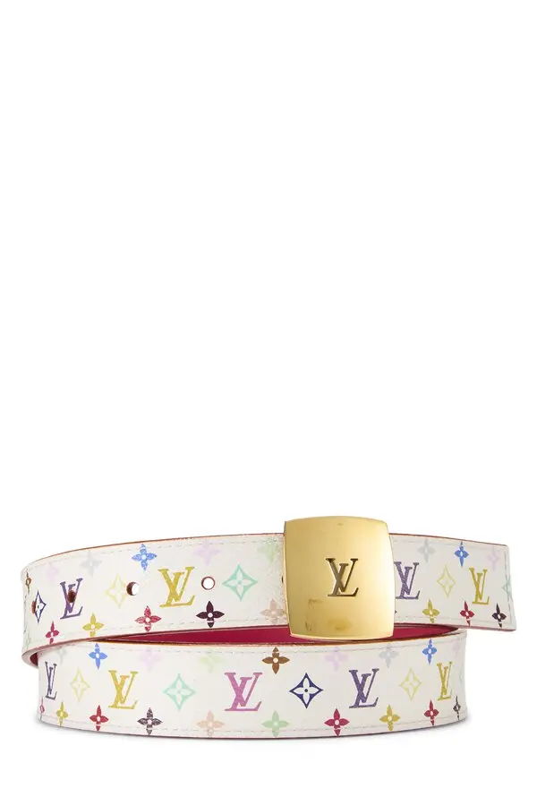 LOUIS VUITTON Takashi Murakami X Monogram Multicolore Ceinture 85 - White