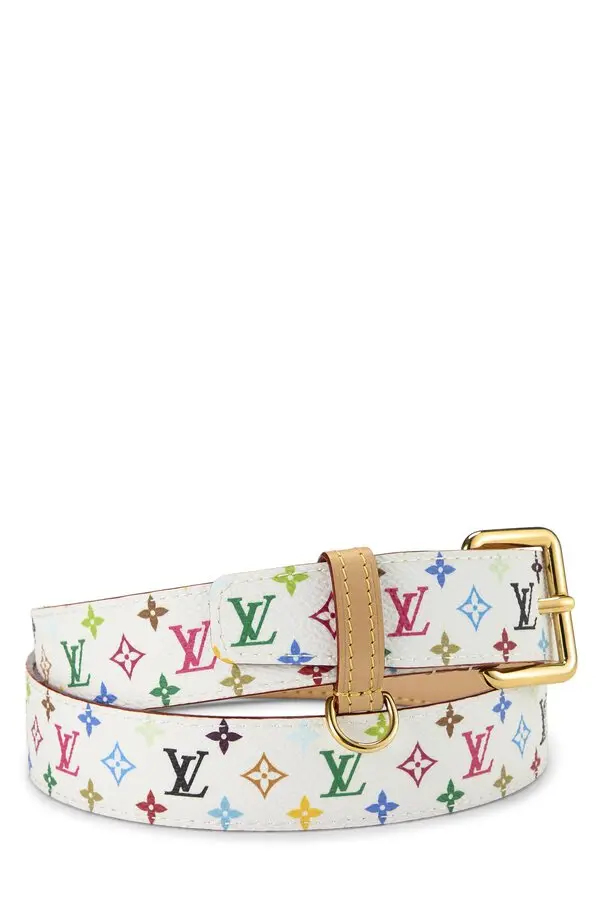 LOUIS VUITTON Takashi Murakami Monogram Multicolore Ceinture 85 Belt - White