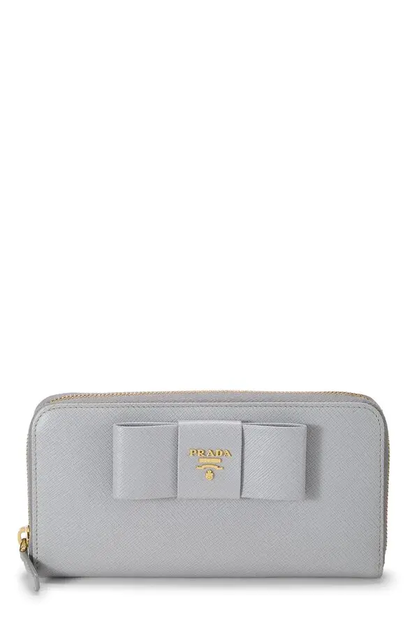 Prada Saffiano Bow Continental Wallet - Blue