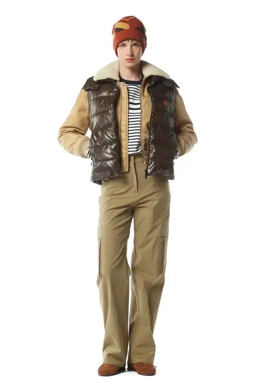 Mcm Puffer Vest With Detachable Hood - Brown