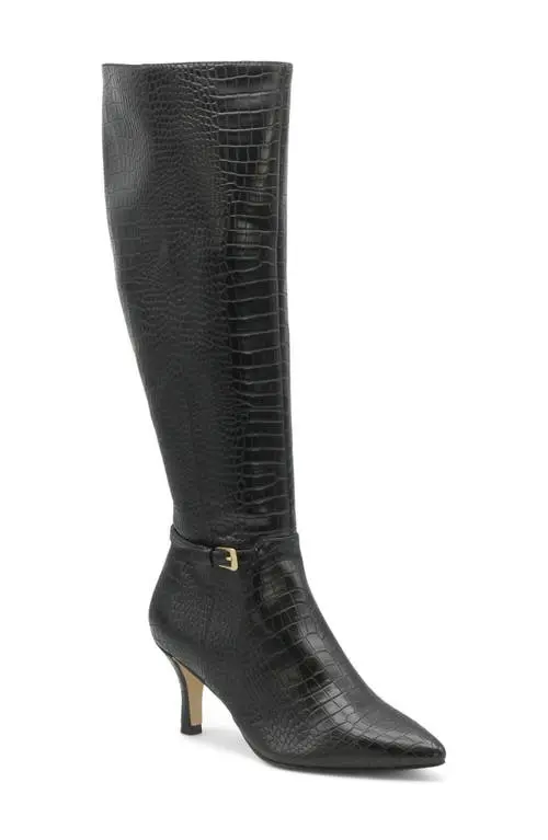 Charles By Charles David Arlie Pointed Toe Knee High Boots - Black-croc