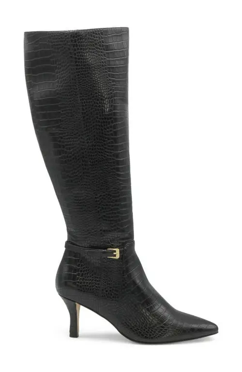 Charles By Charles David Arlie Pointed Toe Knee High Boots - Black-croc