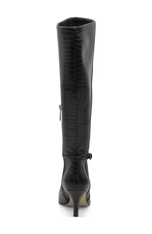 Charles By Charles David Arlie Pointed Toe Knee High Boots - Black-croc