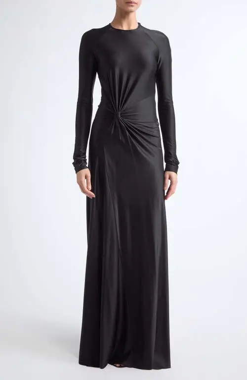 Victoria Beckham Twist Waist Long Sleeve Jersey Gown - Black