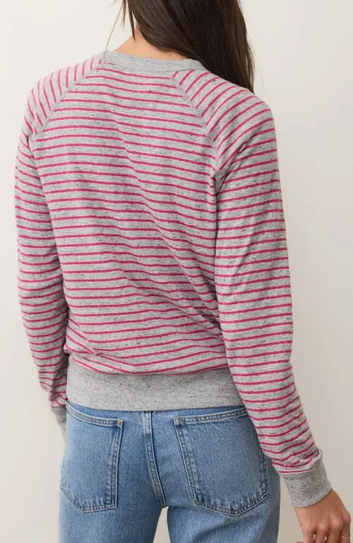 Marine Layer Reversible Raglan Sleeve Sweater - Heather Grey/pink
