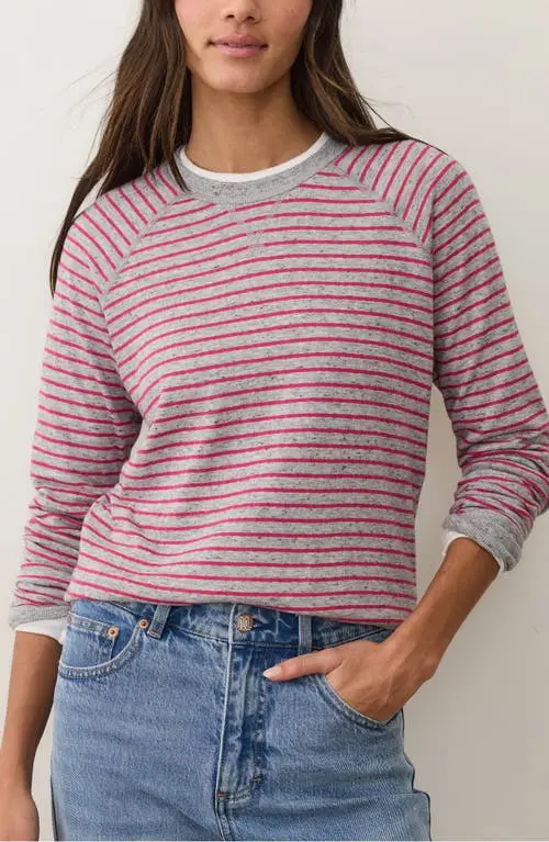 Marine Layer Reversible Raglan Sleeve Sweater - Heather Grey/pink