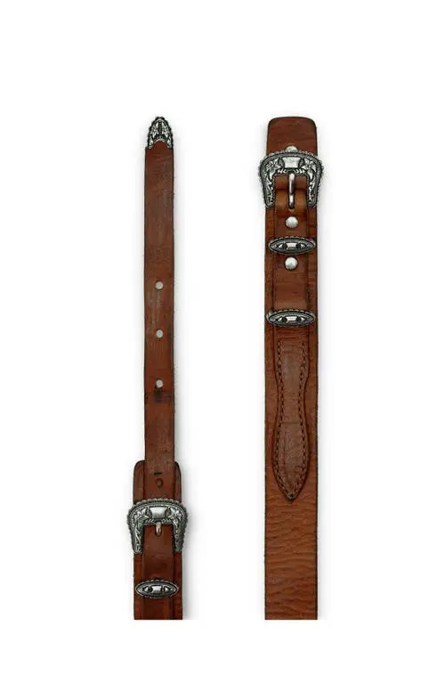 FORTELA Tasia Leather Belt With Double Buckle - Brown
