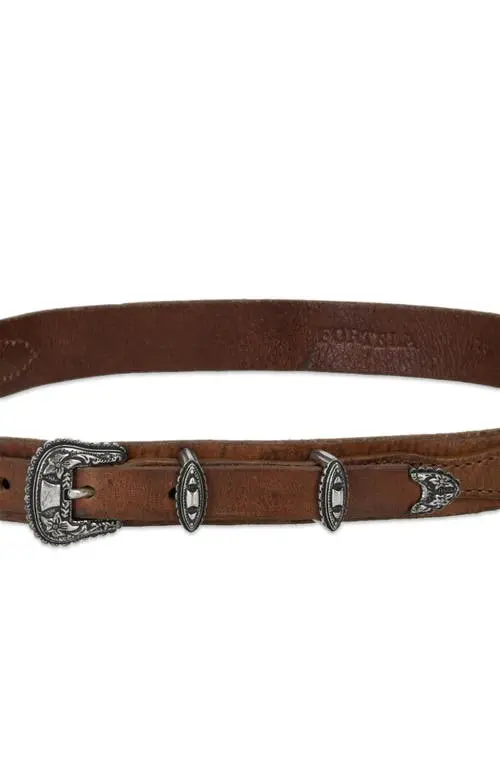 FORTELA Tasia Leather Belt With Double Buckle - Brown