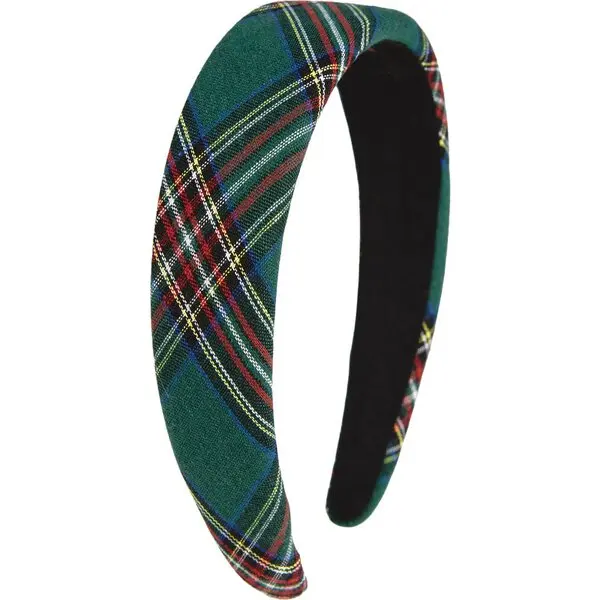 Tasha Padded Plaid Headband - Green Plaid