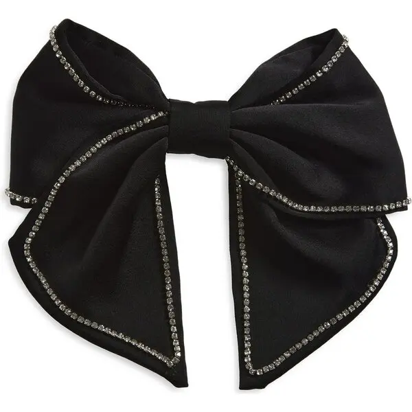 Tasha Rhinestone Bow Barrette - Black