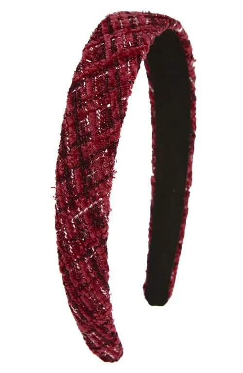 Tasha Padded Metallic Tweed Headband - Red