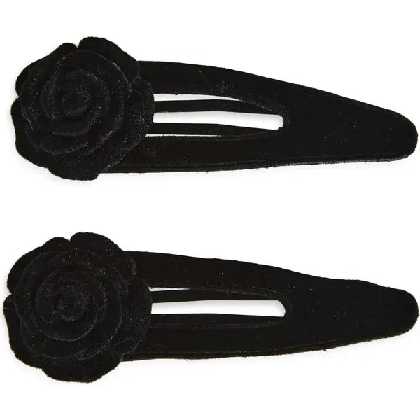 Tasha Rosette Snap Hair Clips 2-pack - Black