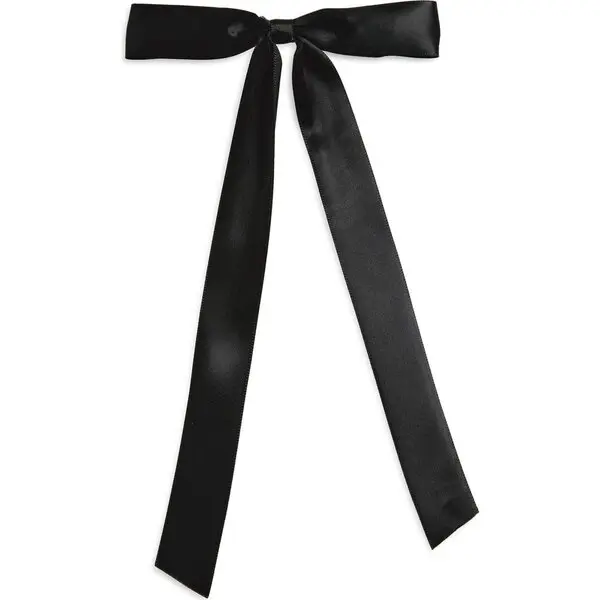 Tasha Long Skinny Bow Barrette - Black