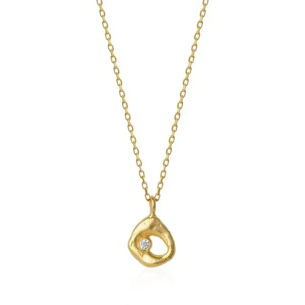 SPERO LONDON Molten Textured Pendant Necklace - Gold