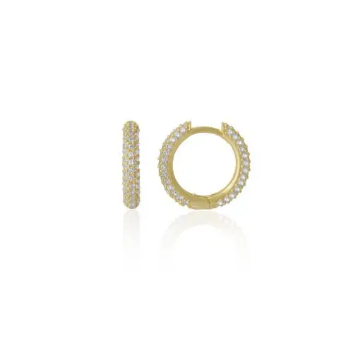 SPERO LONDON Pave Rectangular Sterling Hoop Earrings - Gold