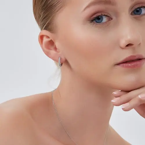 SPERO LONDON Pave Rectangular Sterling Hoop Earrings - Silver