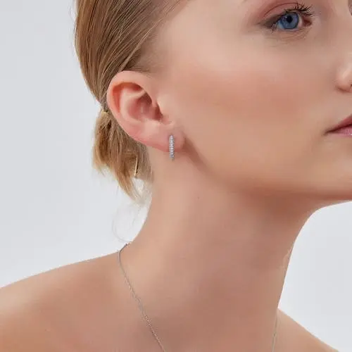 SPERO LONDON Pave Rectangular Sterling Hoop Earrings - Silver