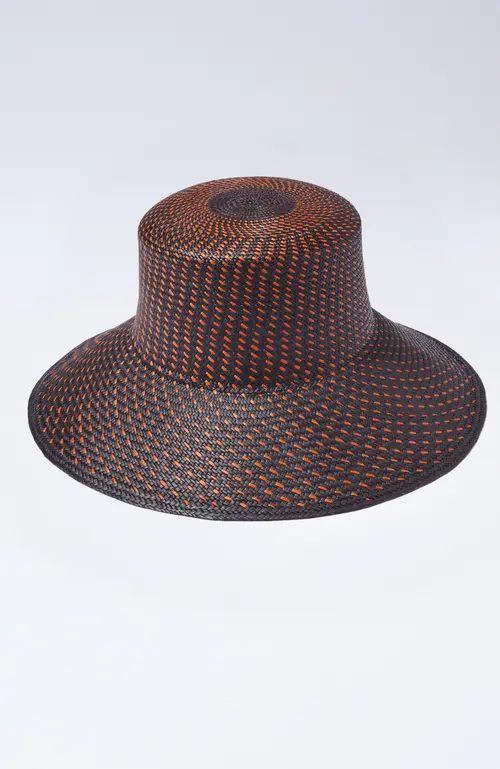 HEADS OF STATE HAT CO. Woven Straw Panama Bucket Hat - Black & Rust