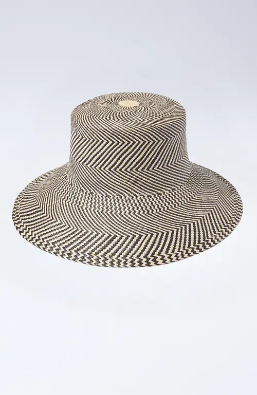HEADS OF STATE HAT CO. Woven Straw Panama Bucket Hat - Black & White