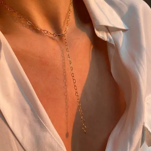 SPERO LONDON Love Heart Sterling Chain Necklace - Gold