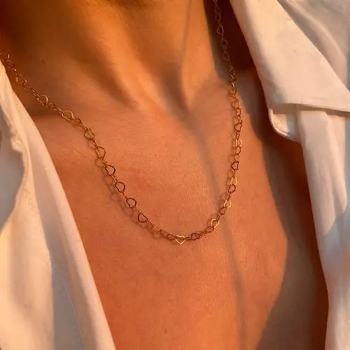 SPERO LONDON Love Heart Sterling Chain Necklace - Gold