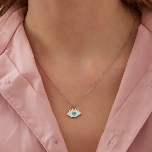 SPERO LONDON Sterling Evil Eye Eyelash Necklace - Silver