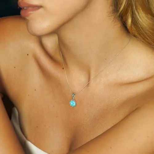 SPERO LONDON Round Opal Sterling Silver Pendant Necklace - Light Opal