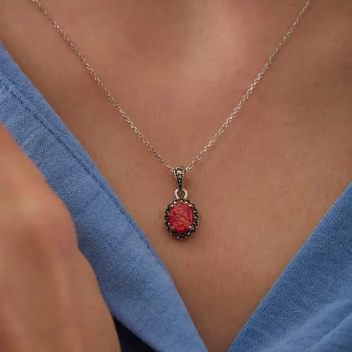SPERO LONDON Oval Opal Sterling Pendant Necklace - Silver