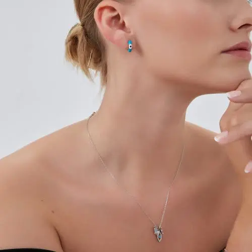 SPERO LONDON Hamsa Evil Eye Star Turquoise Sterling Necklace