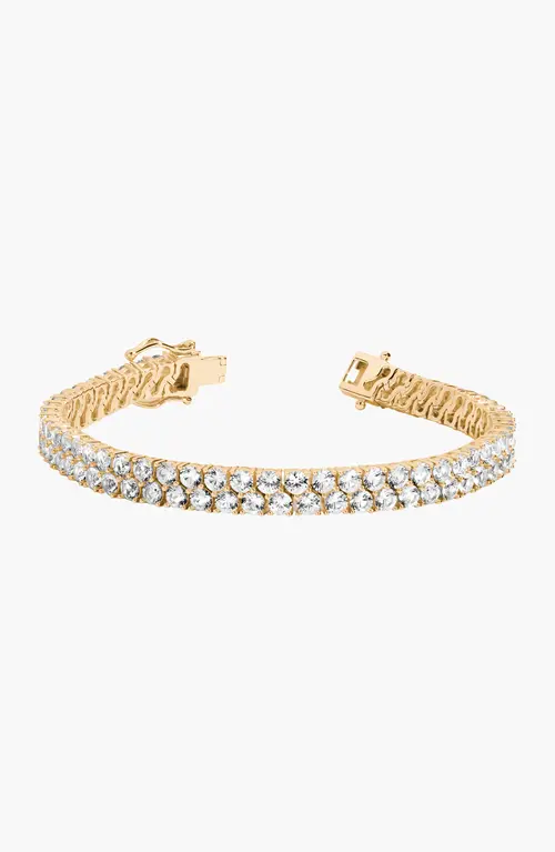 AURATE Lab Grown White Sapphire Double Row Tennis Bracelet - Yellow Vermeil