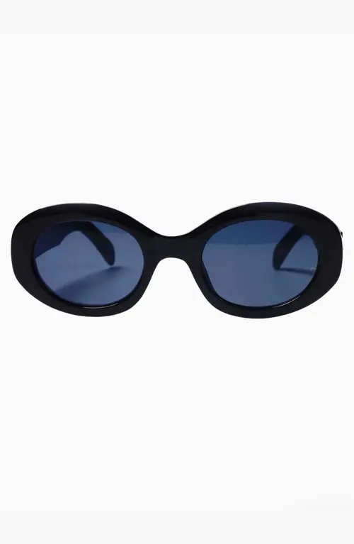 WISDOM FASHION HOUSE Oval Cat Eye Frame 16 Sunglasses - Black