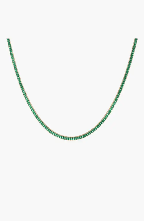 AURATE Lab Grown Emerald Baguette Tennis Necklace - Green Emerald