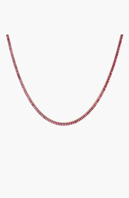 AURATE Lab Grown Baguette Tennis Necklace - Yellow Gold Vermeil
