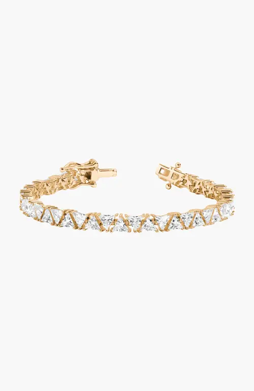 AURATE Tennis Bracelet With Lab Grown White Sapphires - Yellow Vermeil