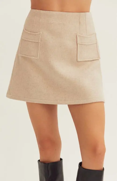 CRESCENT Wool Blend Mini A-line Skirt - Bone