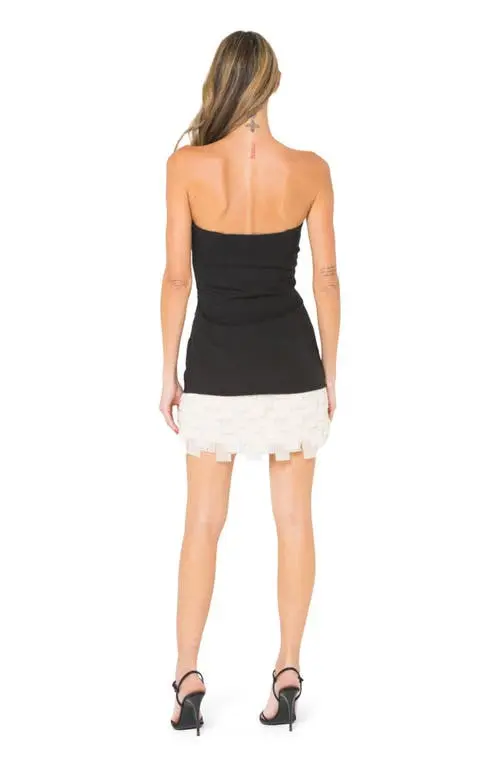 JBQ Strapless Mini Dress With Fringe